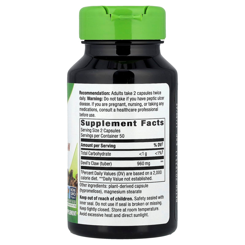 Nature's Way, Devil's Claw Root, 100 Vegan Capsules (480 mg per Capsule ...